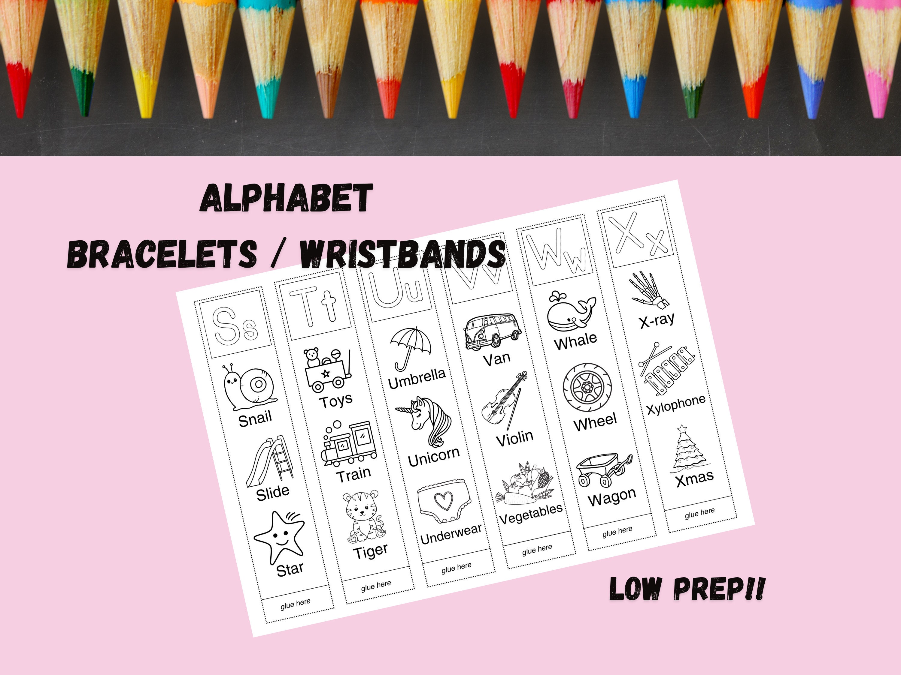Alphabet Wristbands/bracelets Printable, ABC Activity Sheets - Etsy
