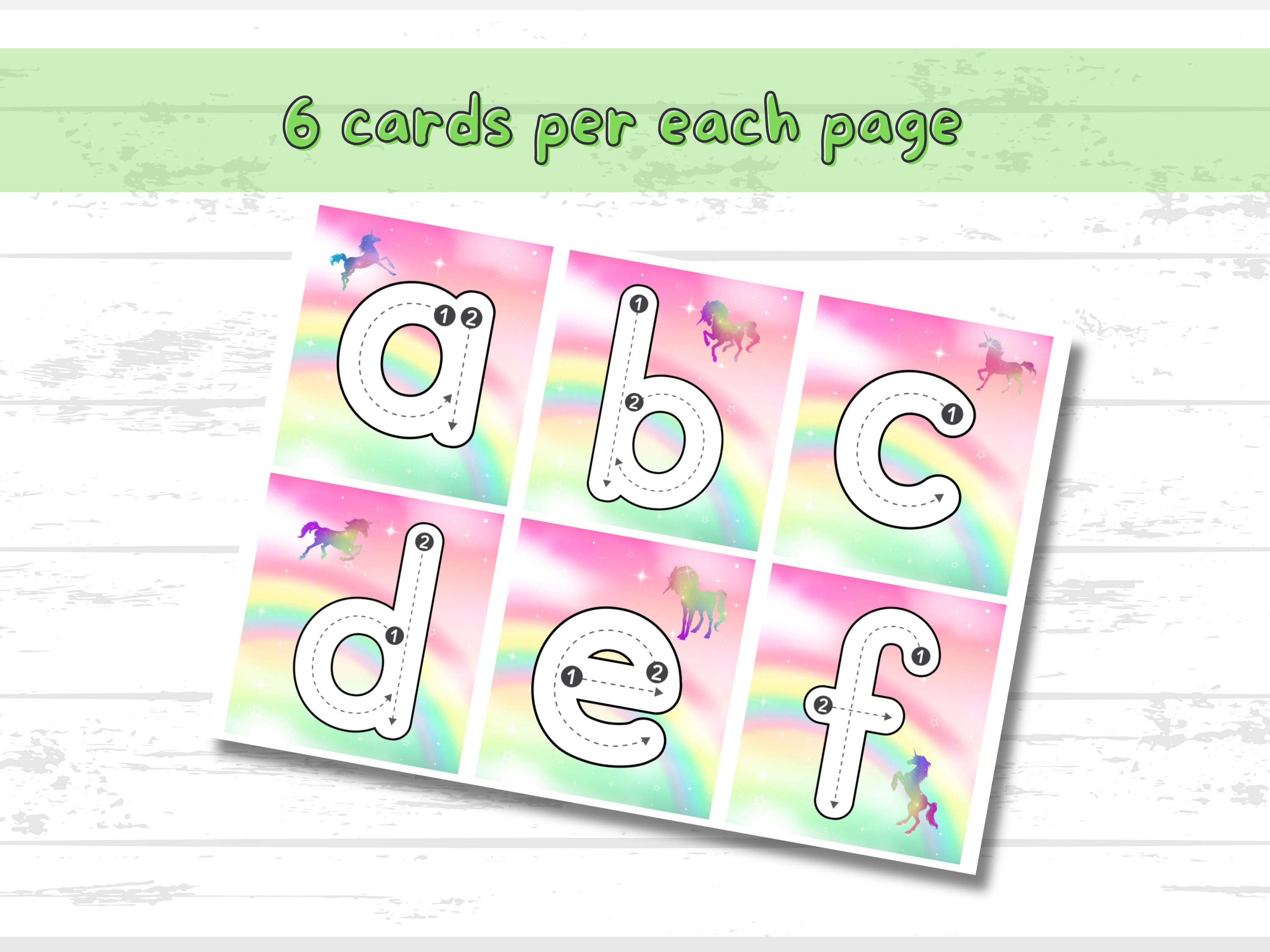 Unicorn Tracing Cards ABC Tracing Cards Alphabet Flash - Etsy