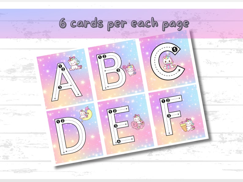 Unicorn Tracing Cards, Alphabet Tracing Cards, Alphabet Flash Cards ...