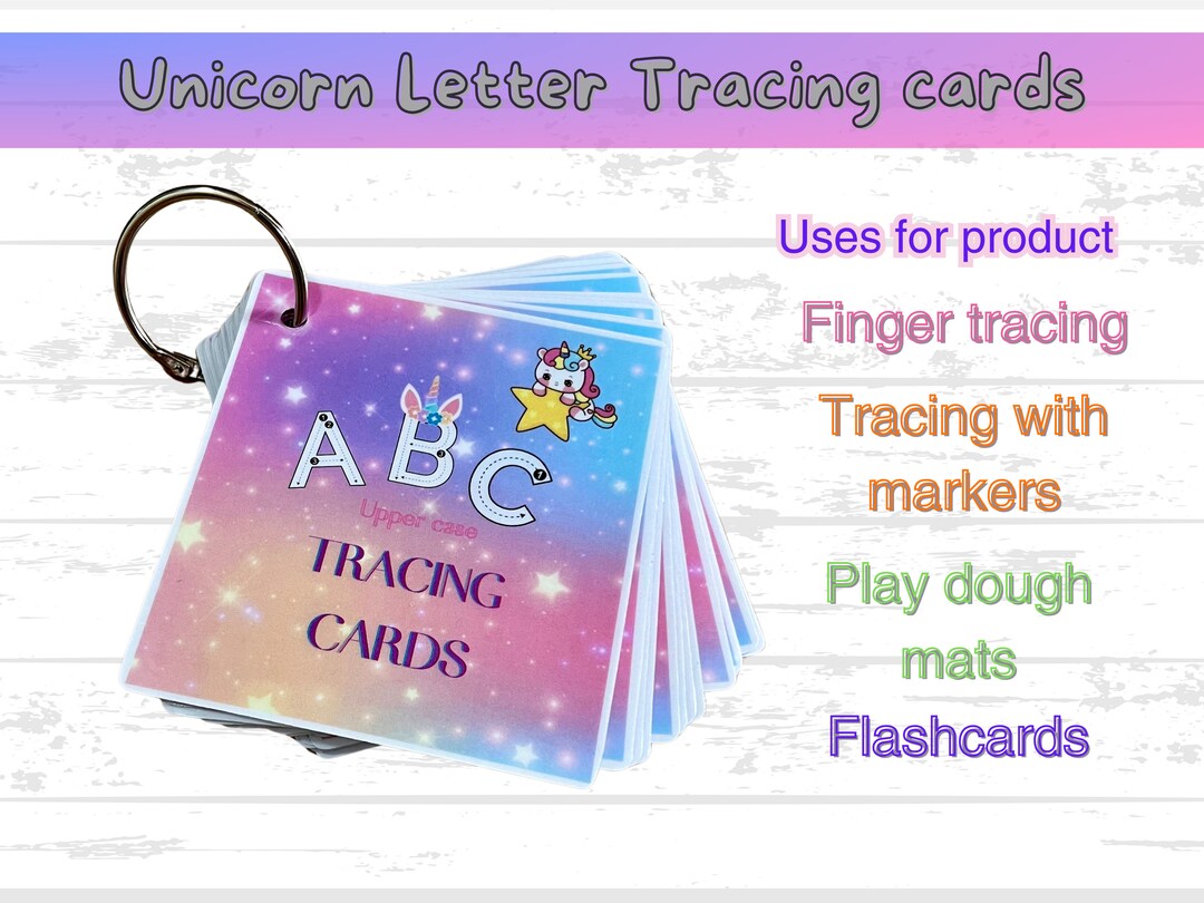 Unicorn Tracing Cards, Alphabet Tracing Cards, Alphabet Flash Cards ...