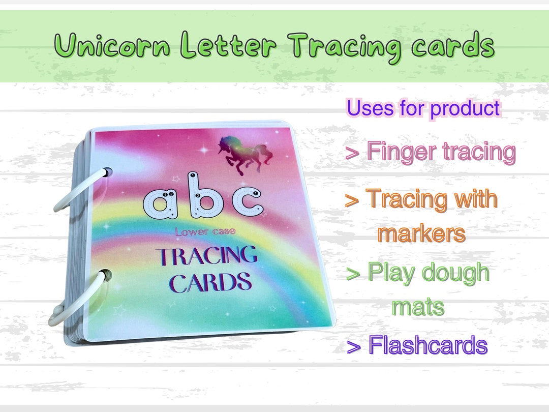 Unicorn Tracing Cards, ABC Tracing Cards, Alphabet Flash Cards, Play ...