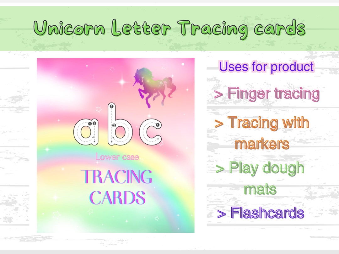 Unicorn Tracing Cards ABC Tracing Cards Alphabet Flash - Etsy