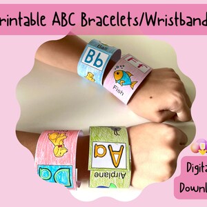 Alphabet Wristbands/bracelets Printable, ABC Activity Sheets - Etsy