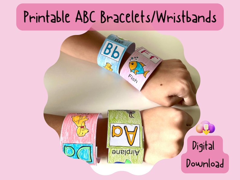 Alphabet Wristbands/bracelets Printable, ABC Activity Sheets - Etsy