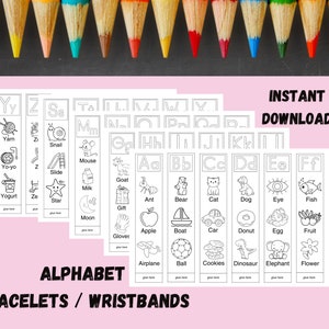 Alphabet Wristbands/bracelets Printable, ABC Activity Sheets - Etsy