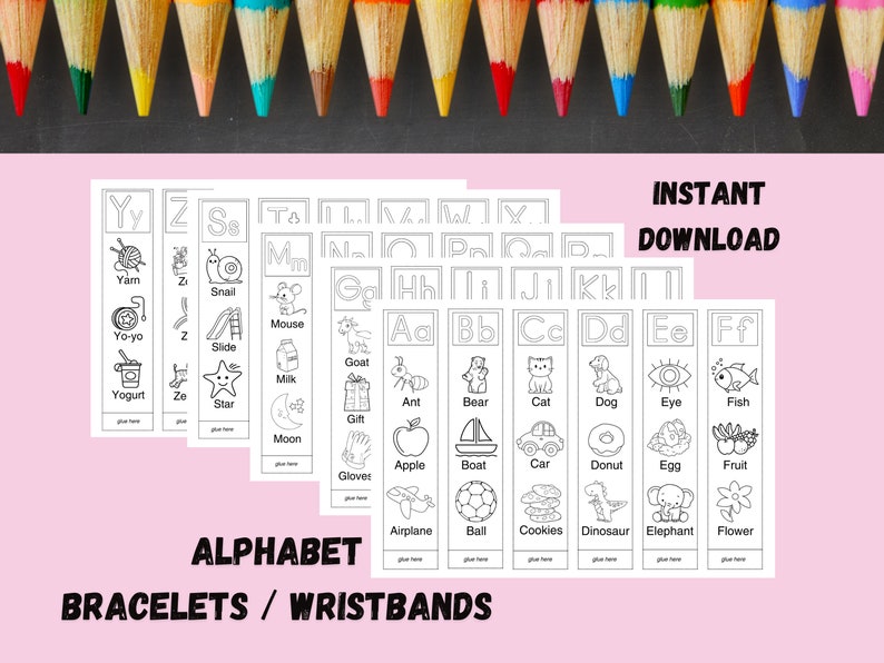 Alphabet Wristbands/bracelets Printable, ABC Activity Sheets - Etsy