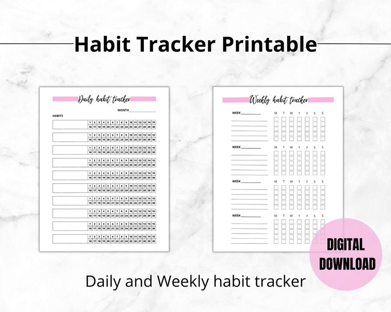 Daily and Weekly Habit Tracker Printable Routine Tracker - Etsy