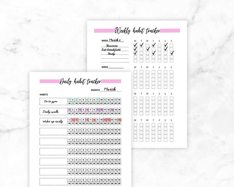 Daily and Weekly Habit Tracker Printable Routine Tracker - Etsy