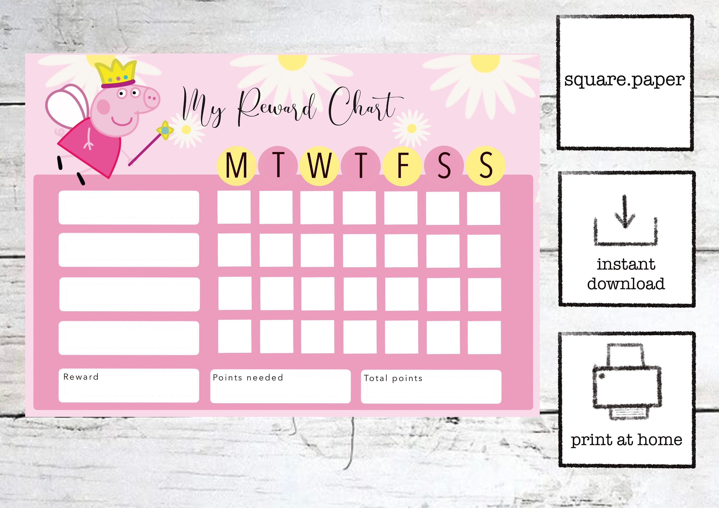 Pink Peppa Pig Download Reward Chart, Girl, Toddler, Kids Sticker ...