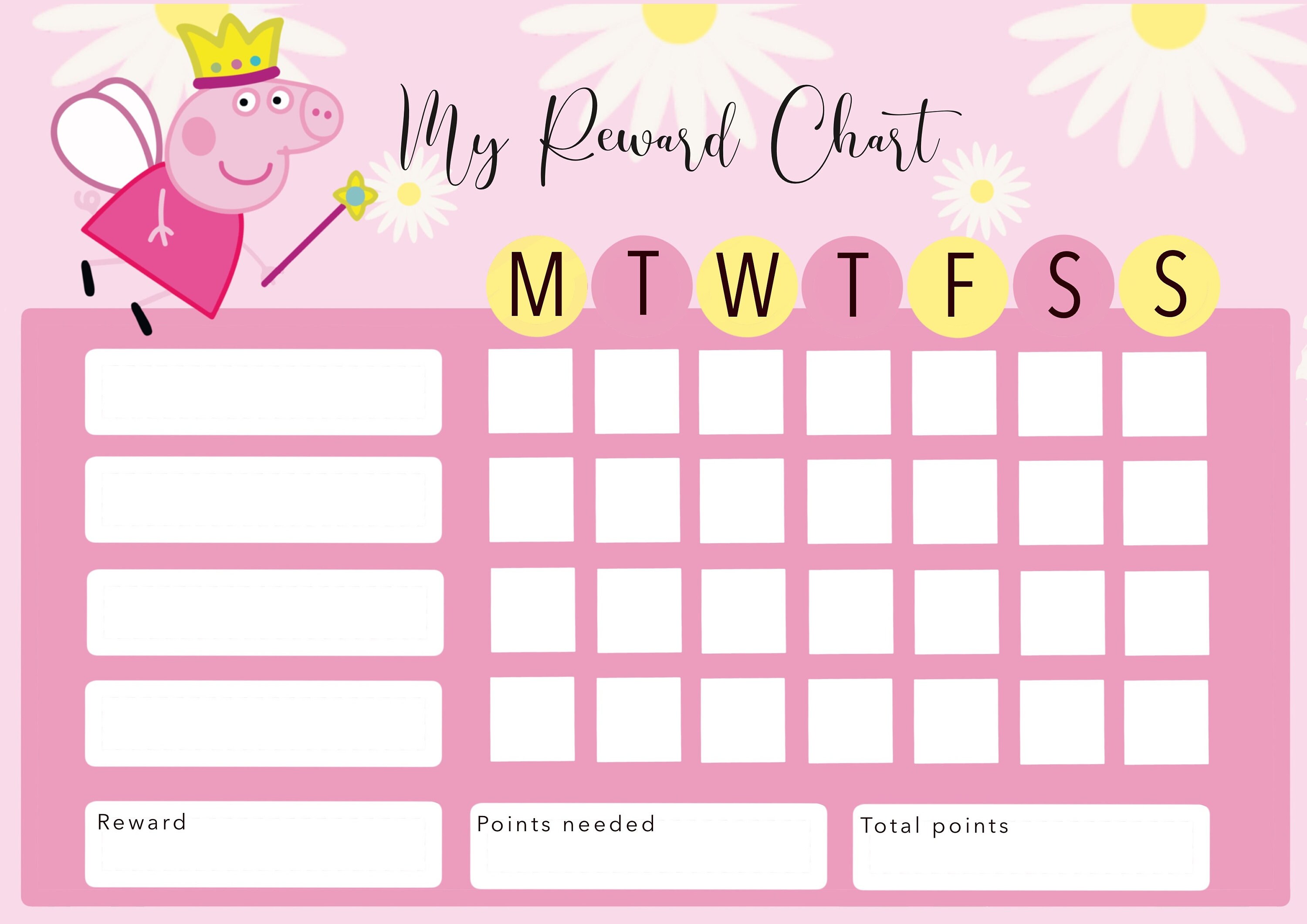 Pink Peppa Pig Download Reward Chart, Girl, Toddler, Kids Sticker Reward Chart, Adaptable Reward ...