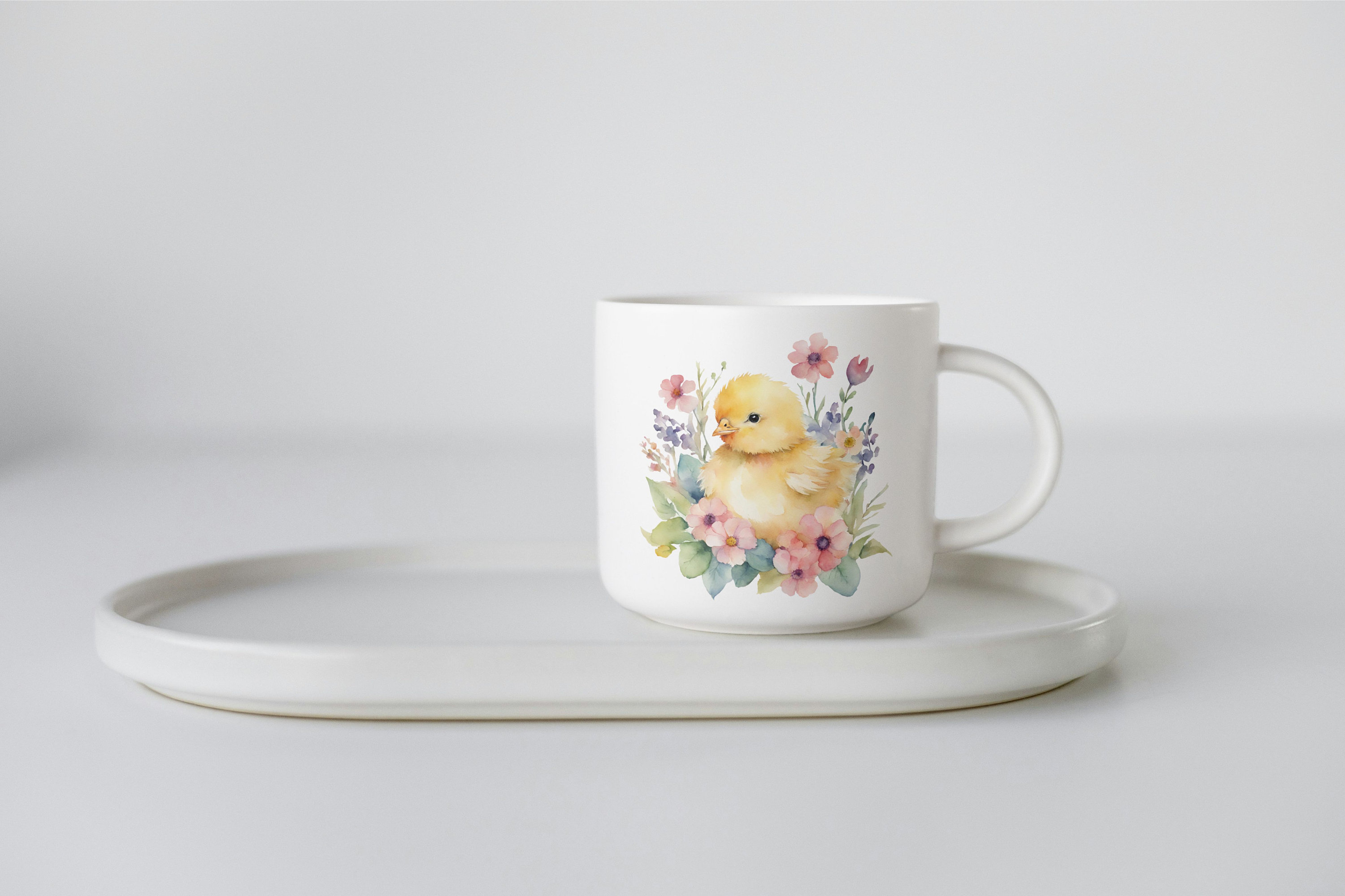 5 Cute Chick Watercolor Clipart Set/ Easter Floral Chick Png Files/cute ...