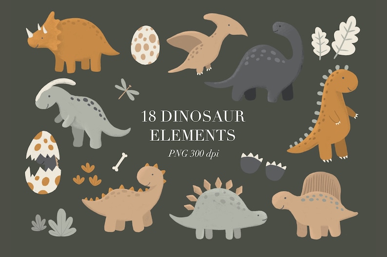 Cute Dinosaur Elements Png/jurassic World Clipart/digital Download ...