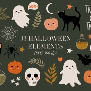 Cute Halloween Elements Png/halloween Kids Clipart/digital Download ...