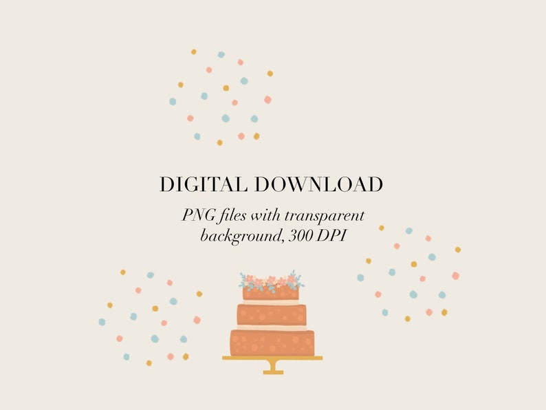 Pastel Birthday Clipart PNG Set, Kids Party Elements (digital Download ...