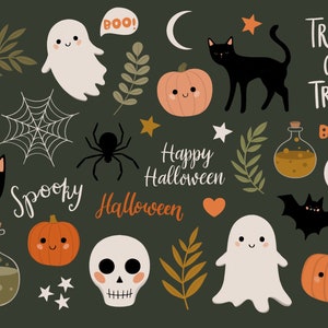 Cute Halloween Elements Png/halloween Kids Clipart/digital Download ...