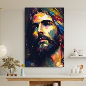 Modern Art Jesus Portrait Christian Canvas Print Jesus Wall Art Jesus Christ Jesus Painting ...