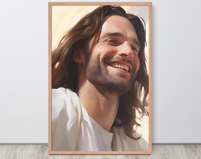 Jesus Christ Poster Print, Christian Art, Smiling Jesus Christ, Gift ...