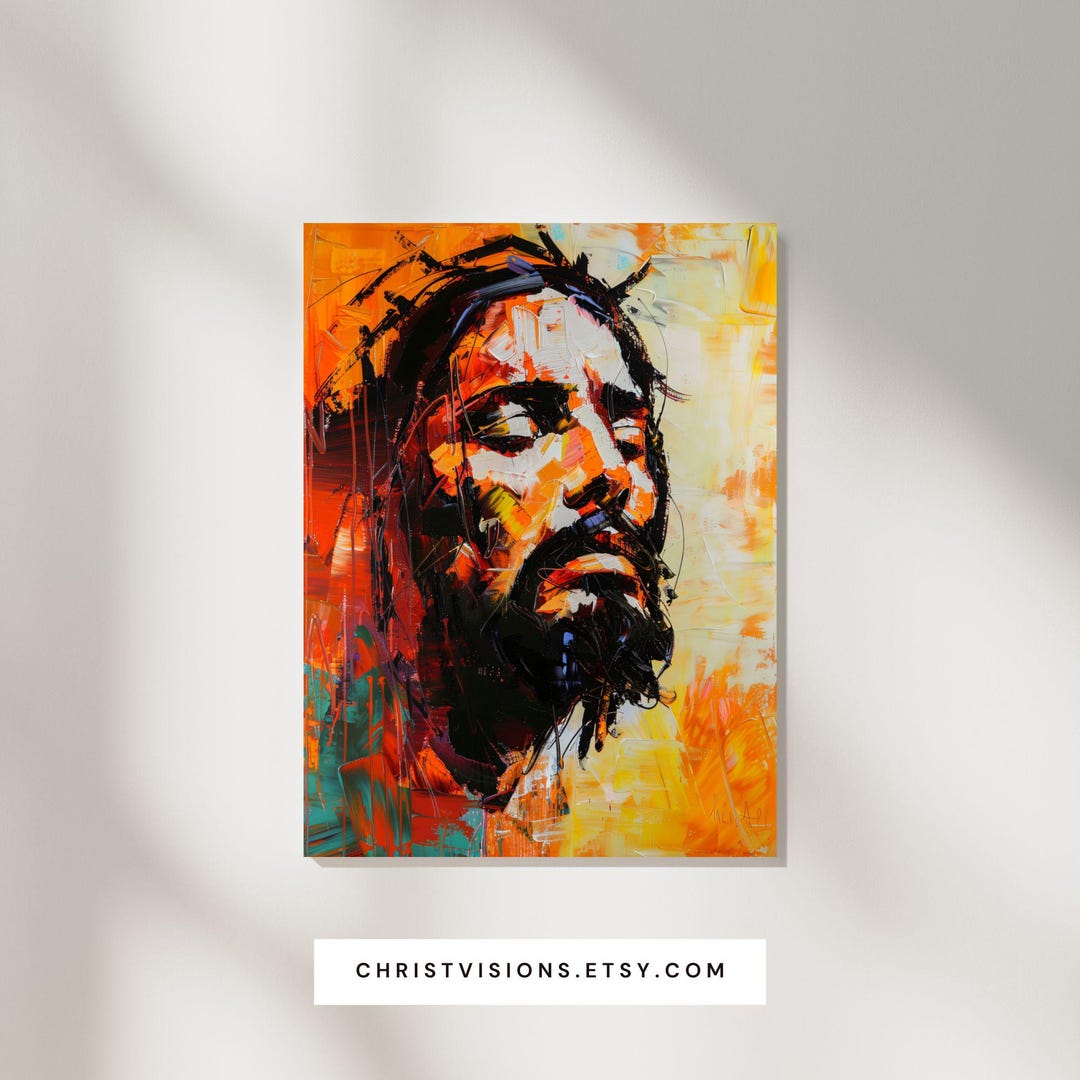 Portrait of Jesus Christ Digital Painting: Midcentury Modern Style ...