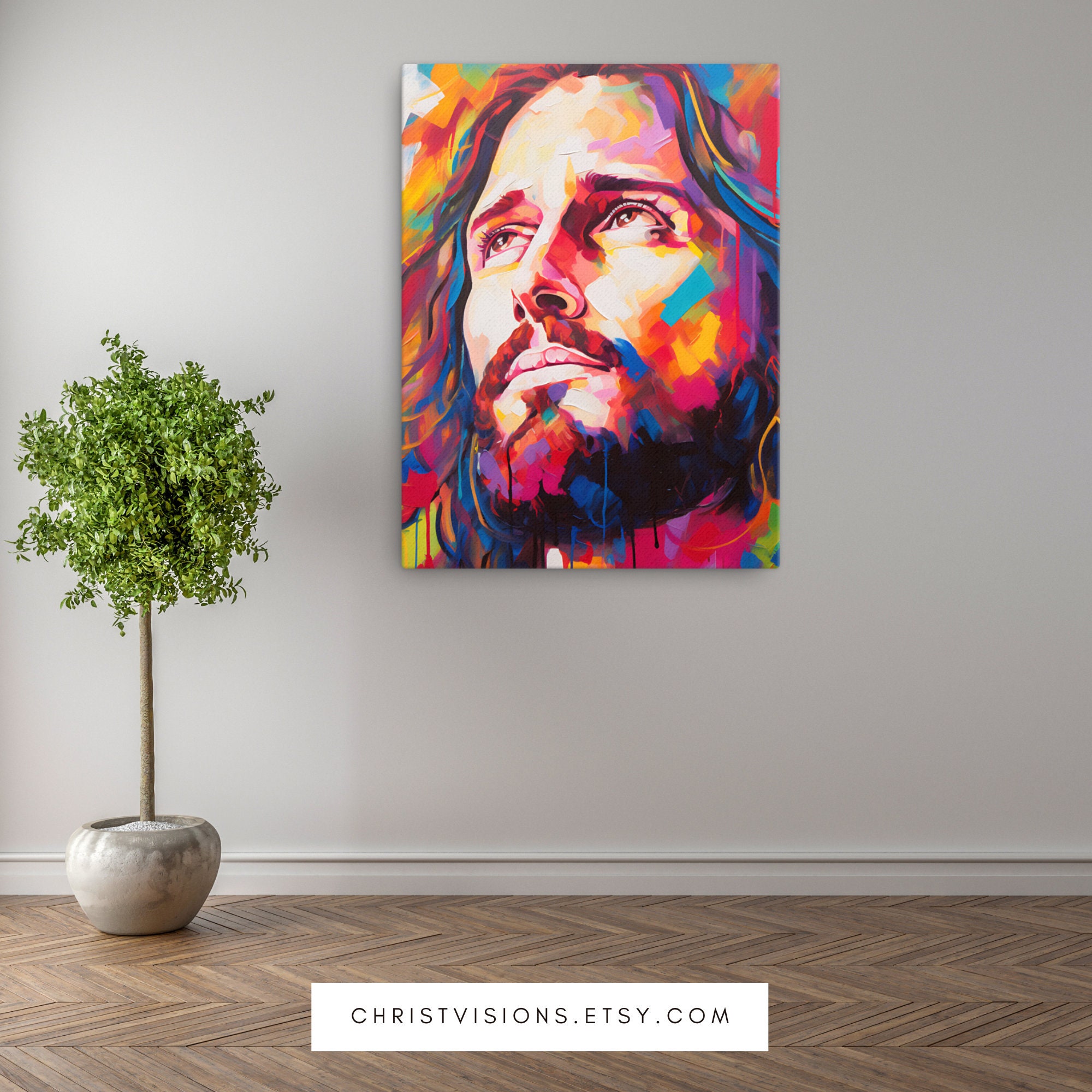 Abstract Jesus Art Christian Canvas Print Modern Art Jesus Jesus Modern ...