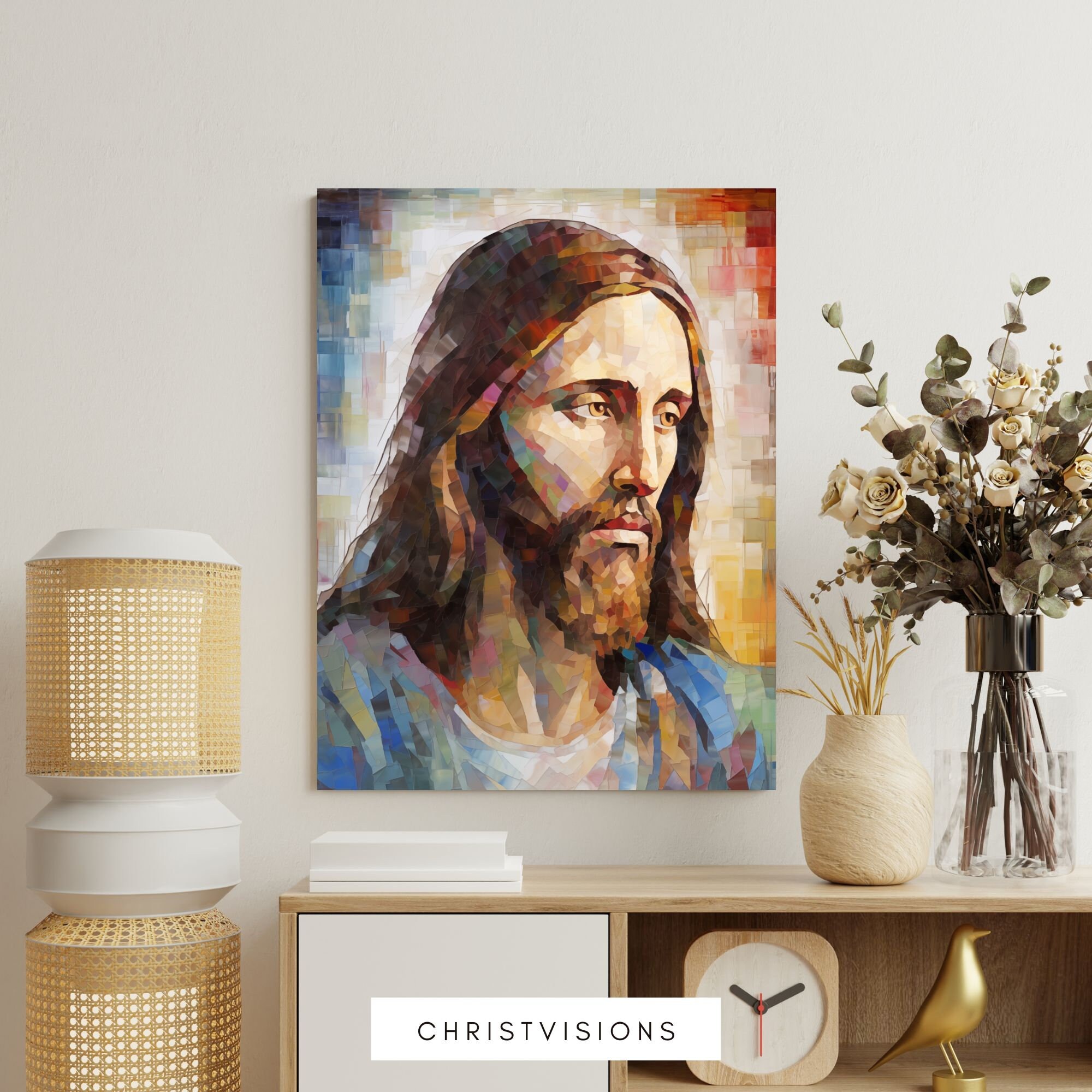 Colorful Jesus Christ Christian Printables | Jesus Png | Catholic Art ...