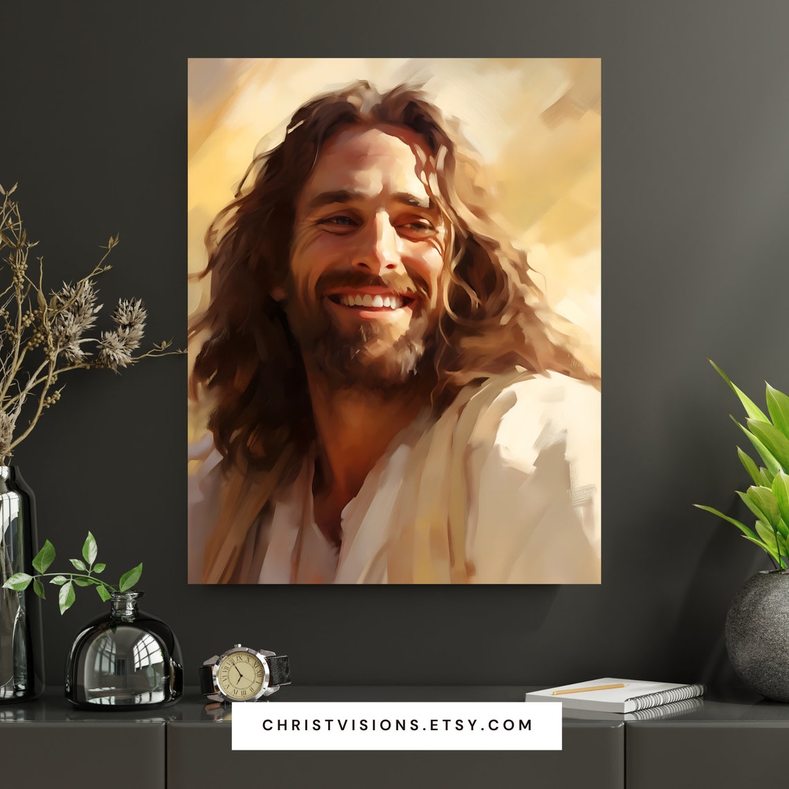 Smiling Jesus Art Print Laughing Jesus Wall Art Jesus Smiling Jesus ...