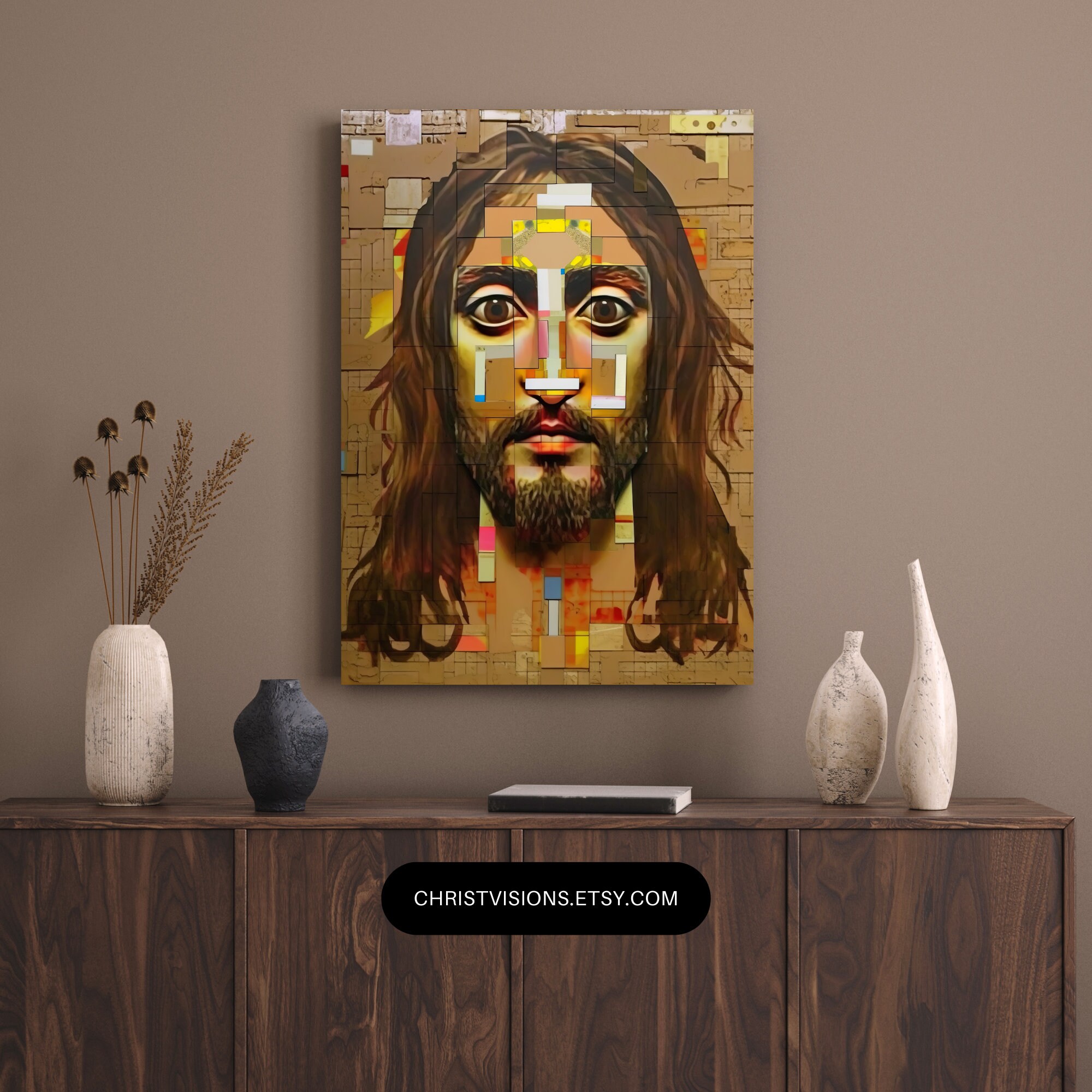 Abstract Jesus Printable Poster Midcentury Modern Art Christian ...