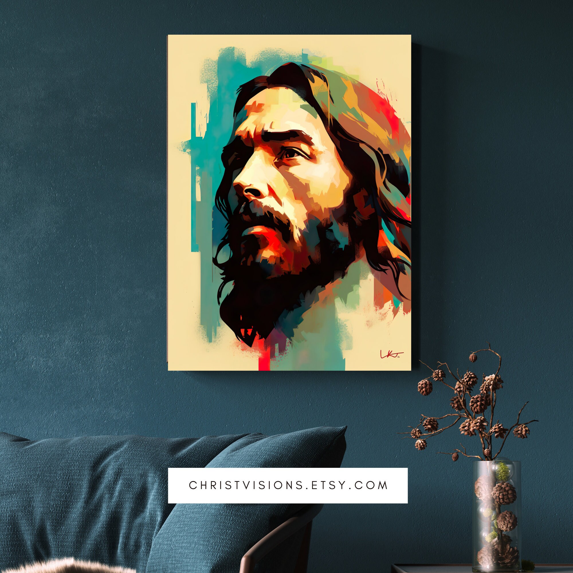 Midcentury Modern Jesus Portrait Jesus Wall Art Jesus Art Print ...