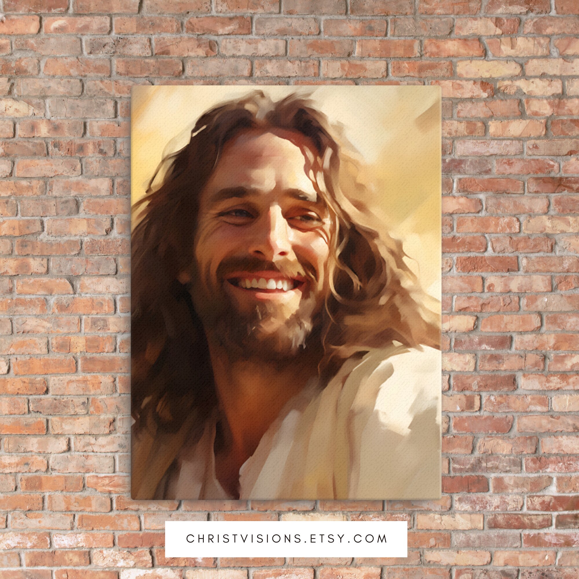 Jesus Smiling Christian Canvas Print Jesus Art Print Christian Gifts ...