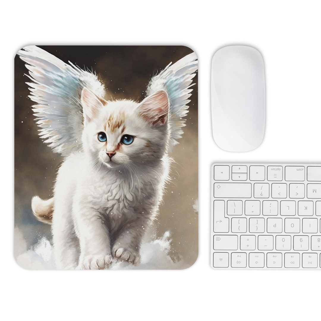 Adorable Fluffy Kitten Angel Mouse Pad - Creative Office Gifts - Etsy