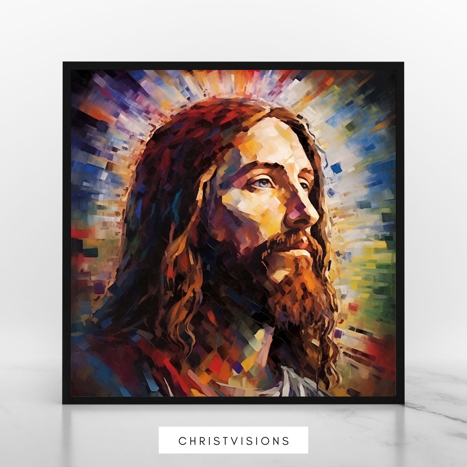 Jesus Christ With Rainbow Aura - Contemporary Christian Wall Art - Etsy