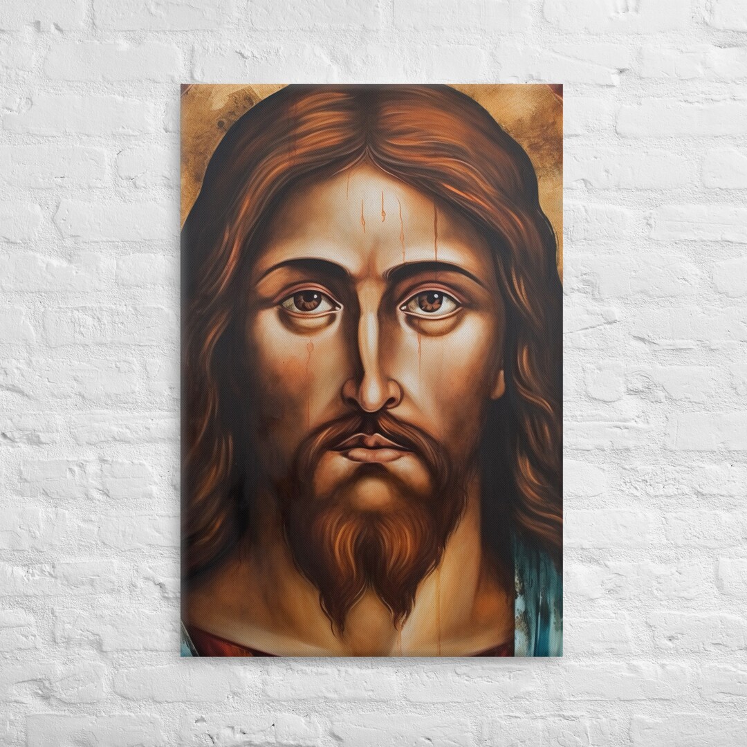Russian Orthodox Jesus Christ Icon Canvas Print - Religious Wall Art ...