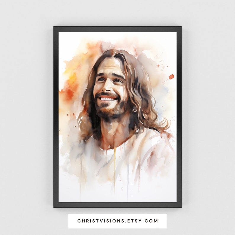 Jesus Christ Smiling Smiling Art Print Jesus Watercolor Painting ...