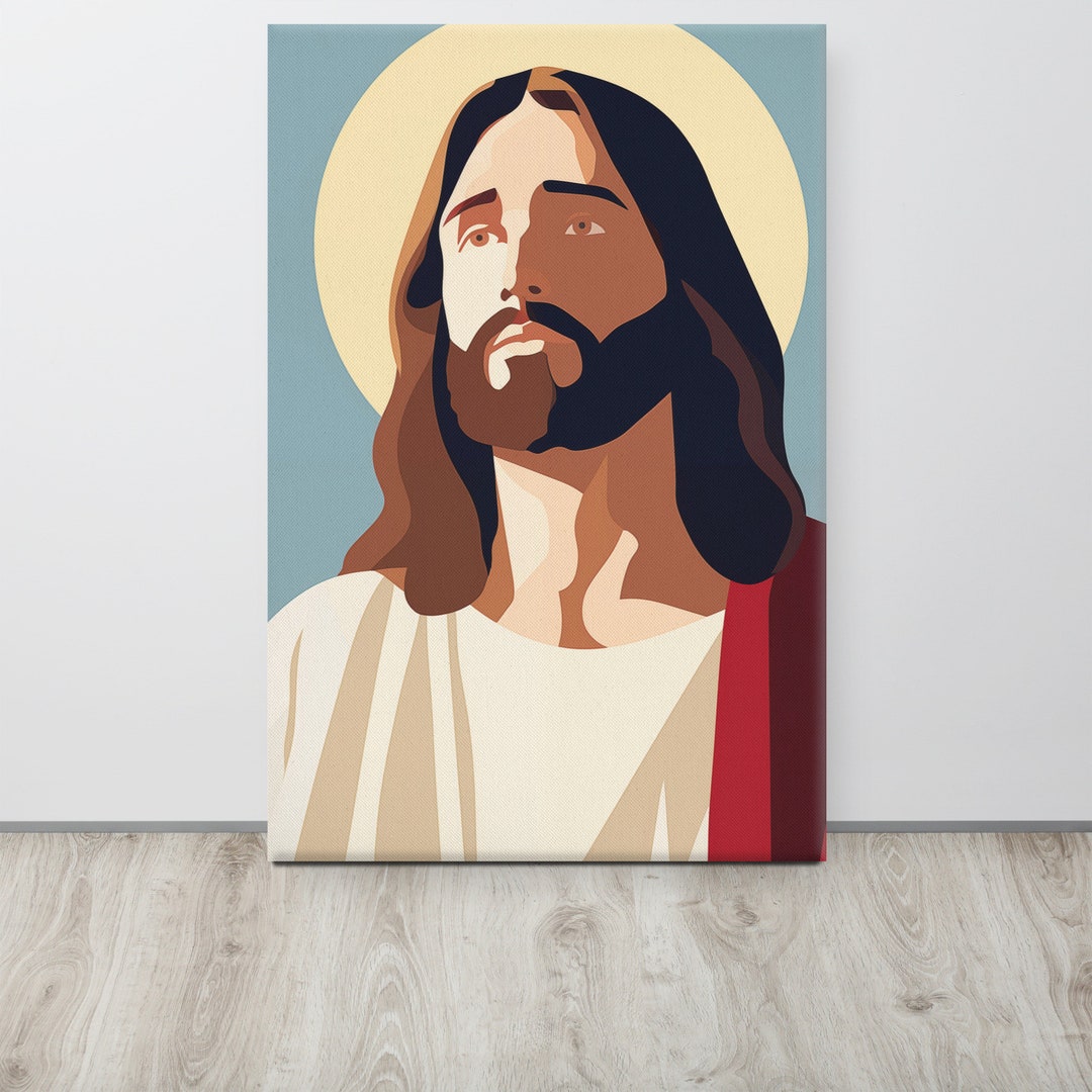 Minimalist Jesus Art Canvas Print for Modern Christian Home Decor ...
