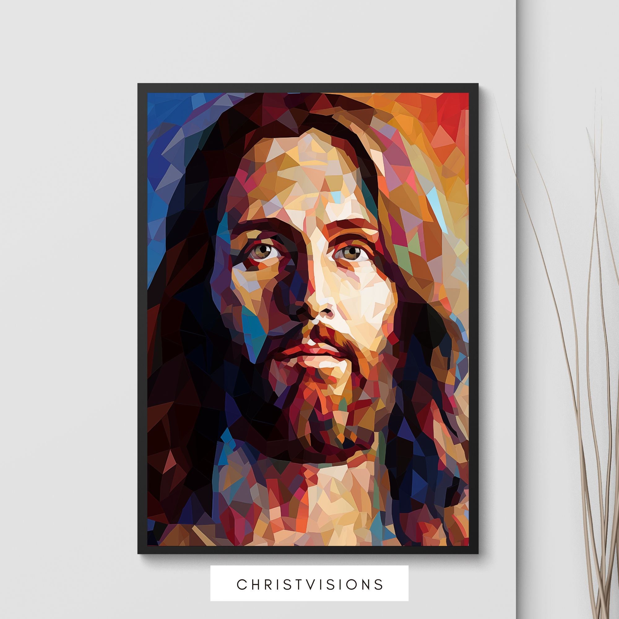 Modern Art Jesus Portrait - Contemporary Christian Poster Print ...