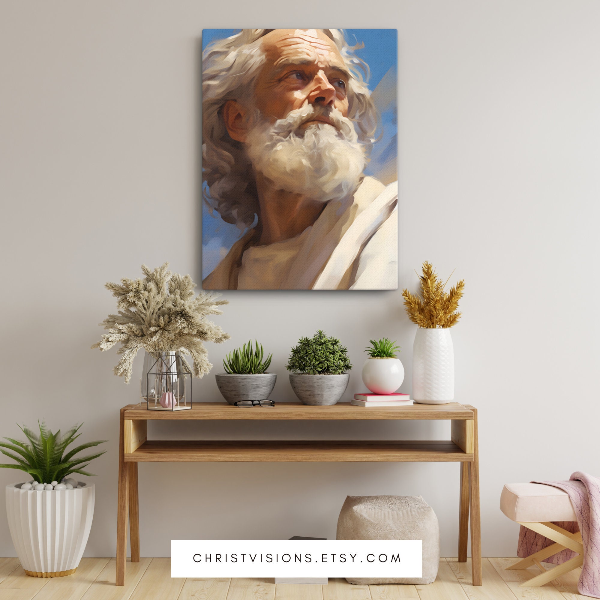 Moses Portrait Canvas Print Moses Art Prophet Moses Painting Christian ...