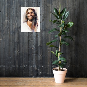 Joyful Jesus Watercolor Printable Wall Art | Smiling Christ Biblical ...