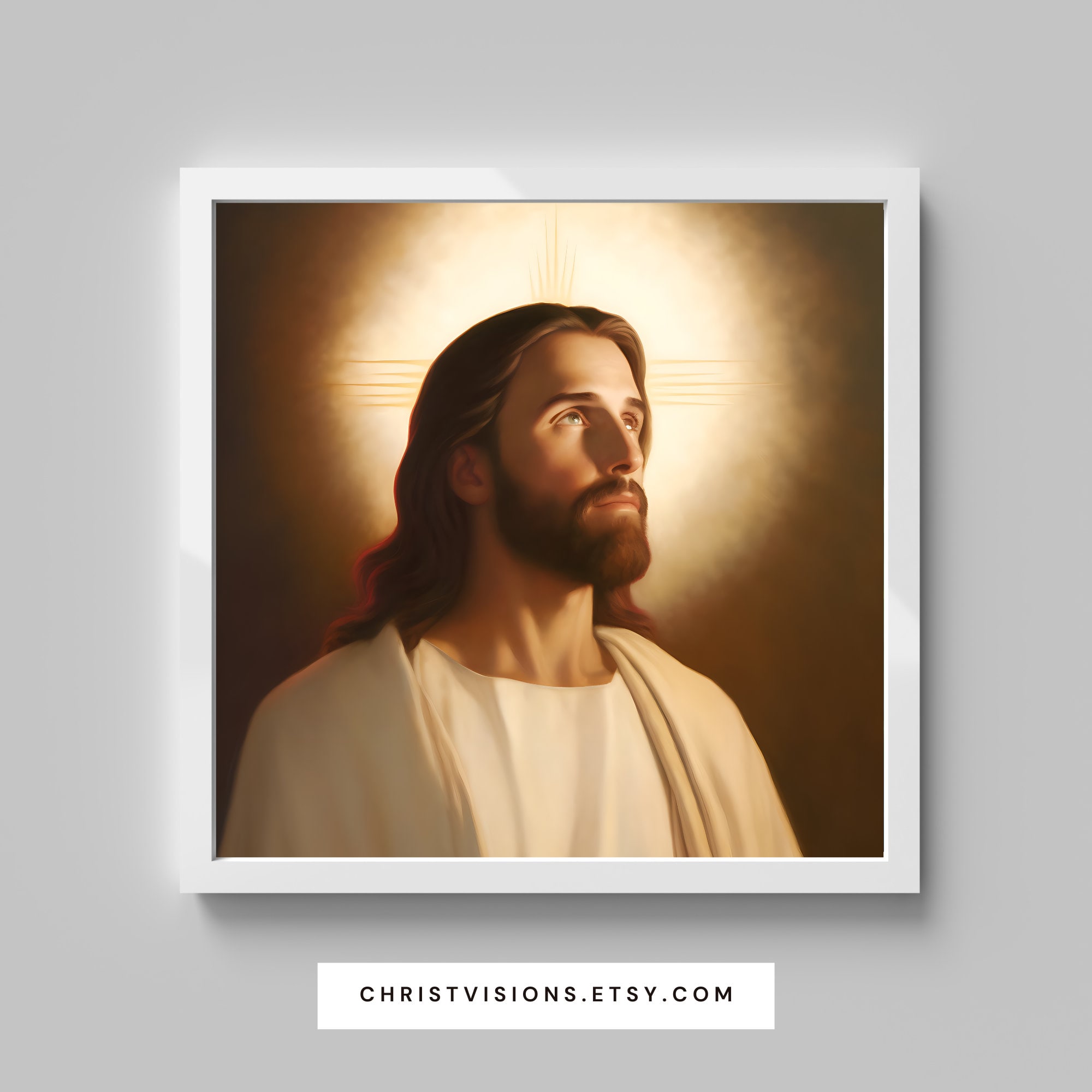 Traditional Catholic Jesus With Halo Framed Christian Wall Art Jesus ...