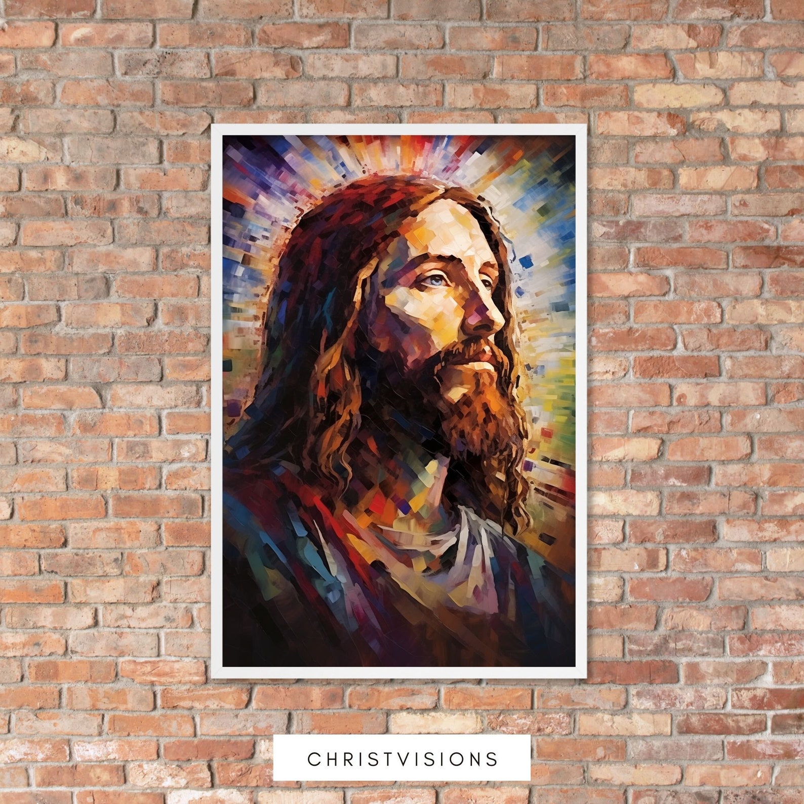 Jesus Christ With Rainbow Aura - Contemporary Christian Wall Art - Etsy