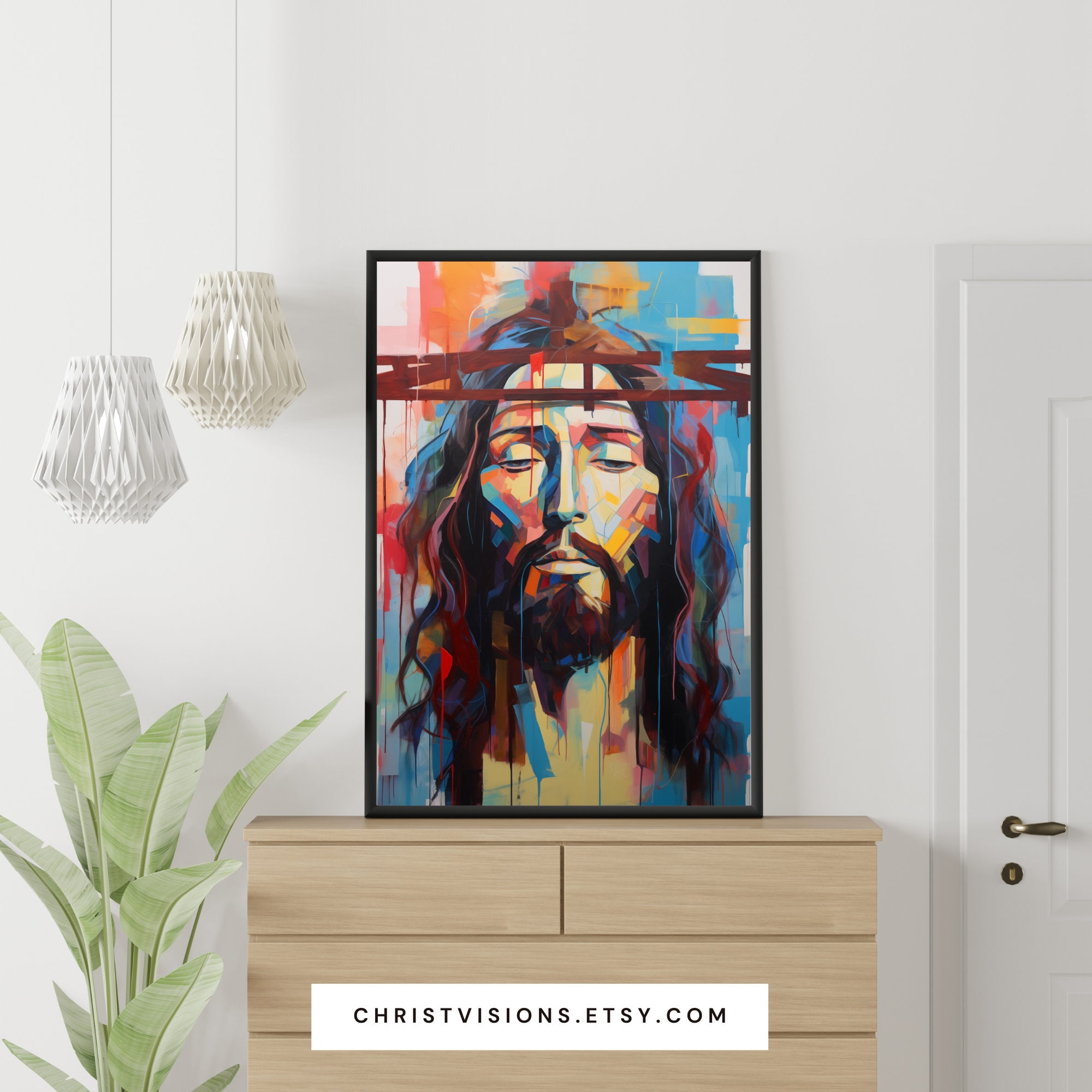 Midcentury Modern Art Jesus Portrait Christian Wall Art - Etsy