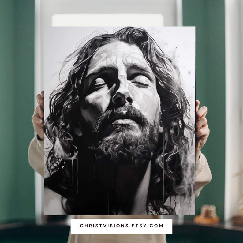 Jesús orando Impresión cristiana / Arte de Jesús / Dibujo de Jesús ...