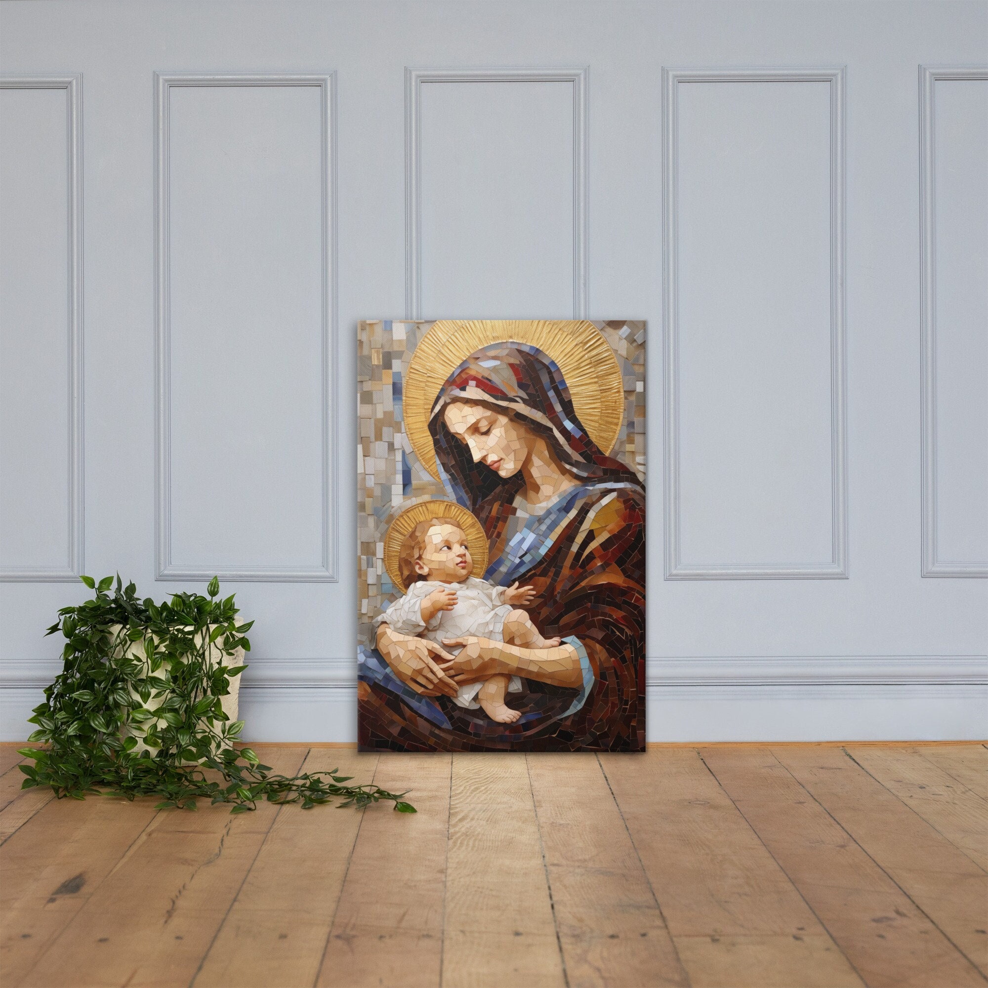 The Blessed Virgin Mary And Baby Jesus Catholic Canvas Art Print