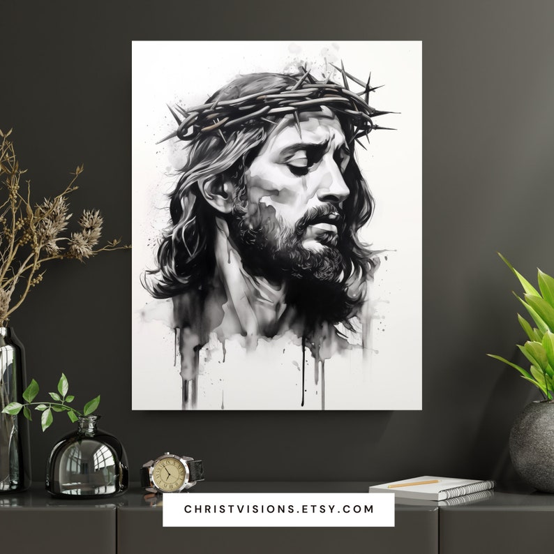 Jesus Christ Portrait - Printable Art | Jesus Picture | Jesus Drawing ...