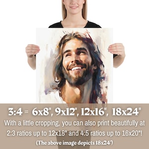 Joyful Jesus Watercolor Printable Wall Art | Smiling Christ Biblical ...