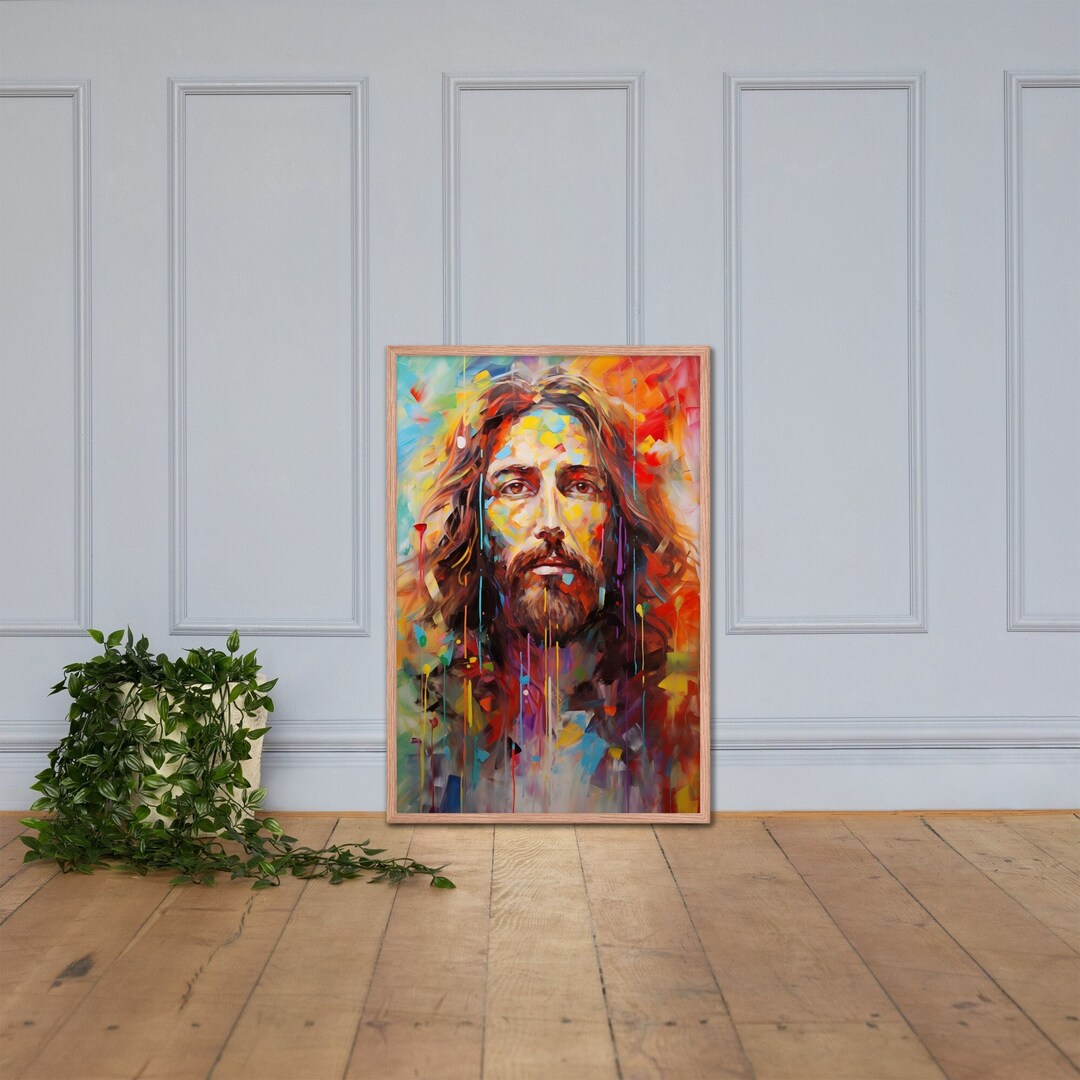 Colorful Boho Jesus Christ Art Print - Modern Christian Wall Art - Etsy