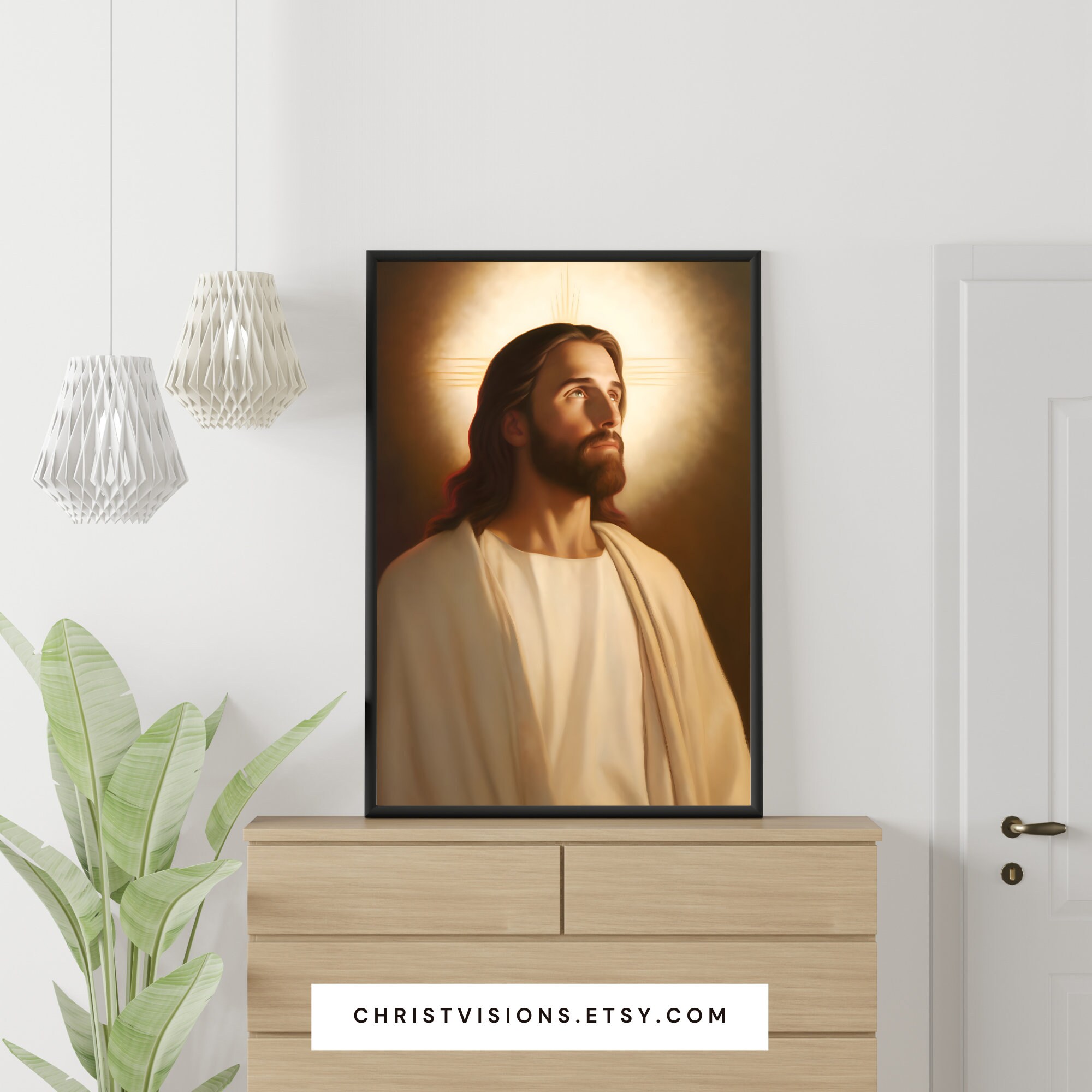 Traditional Catholic Jesus With Halo Framed Christian Wall Art Jesus ...