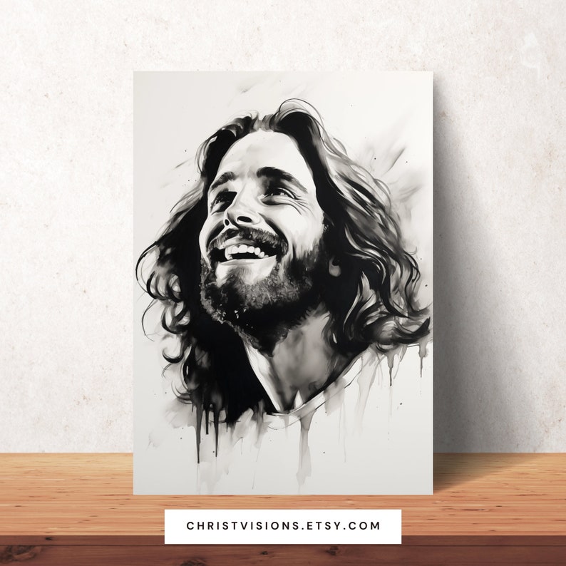Jesus Smiling Digital Christian Art Print Printable Jesus Art Christian ...