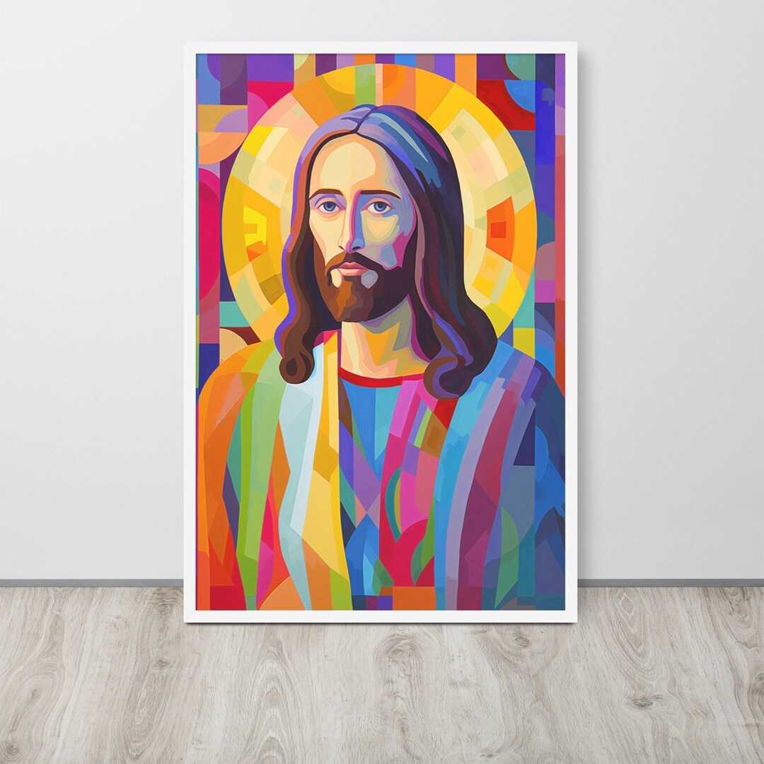 Christian Boho Style Jesus Art Print in Rainbow Colors | Christian Art ...