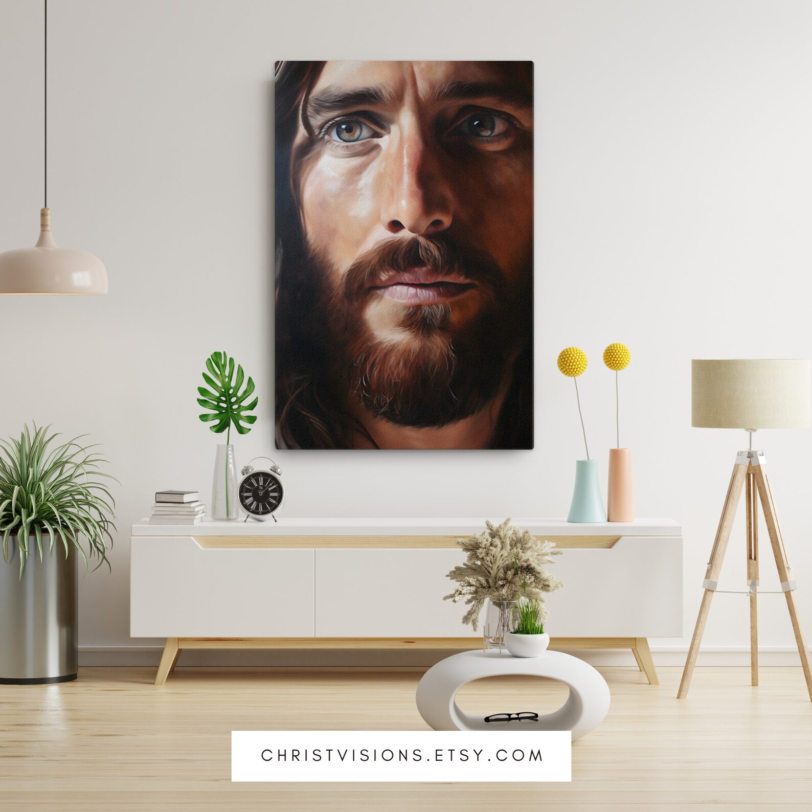 Realistic Jesus Christ Portrait Art Print on Canvas - Religious Wall ...
