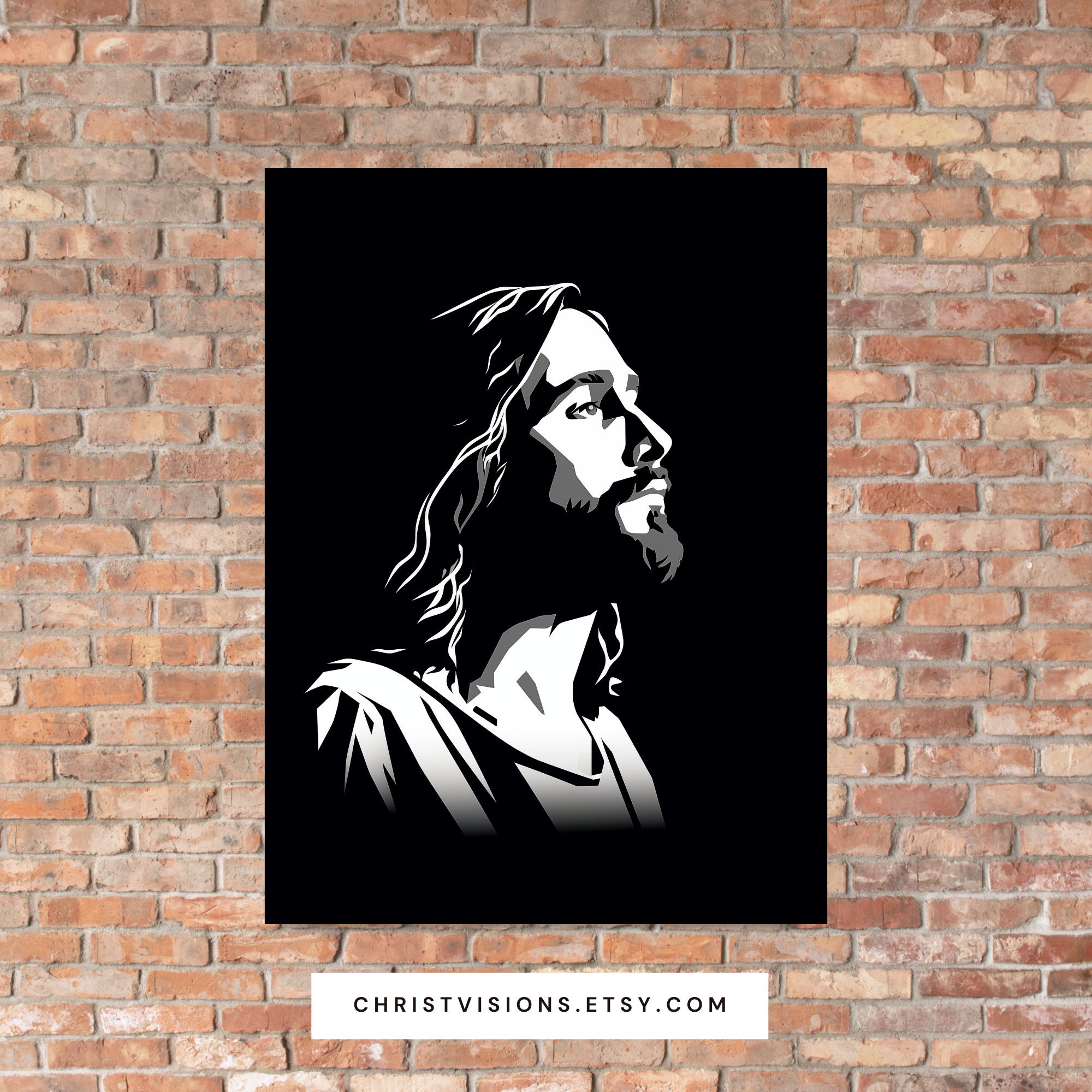 High Contrast Black and White Printable Jesus Art Christian Digital Art ...