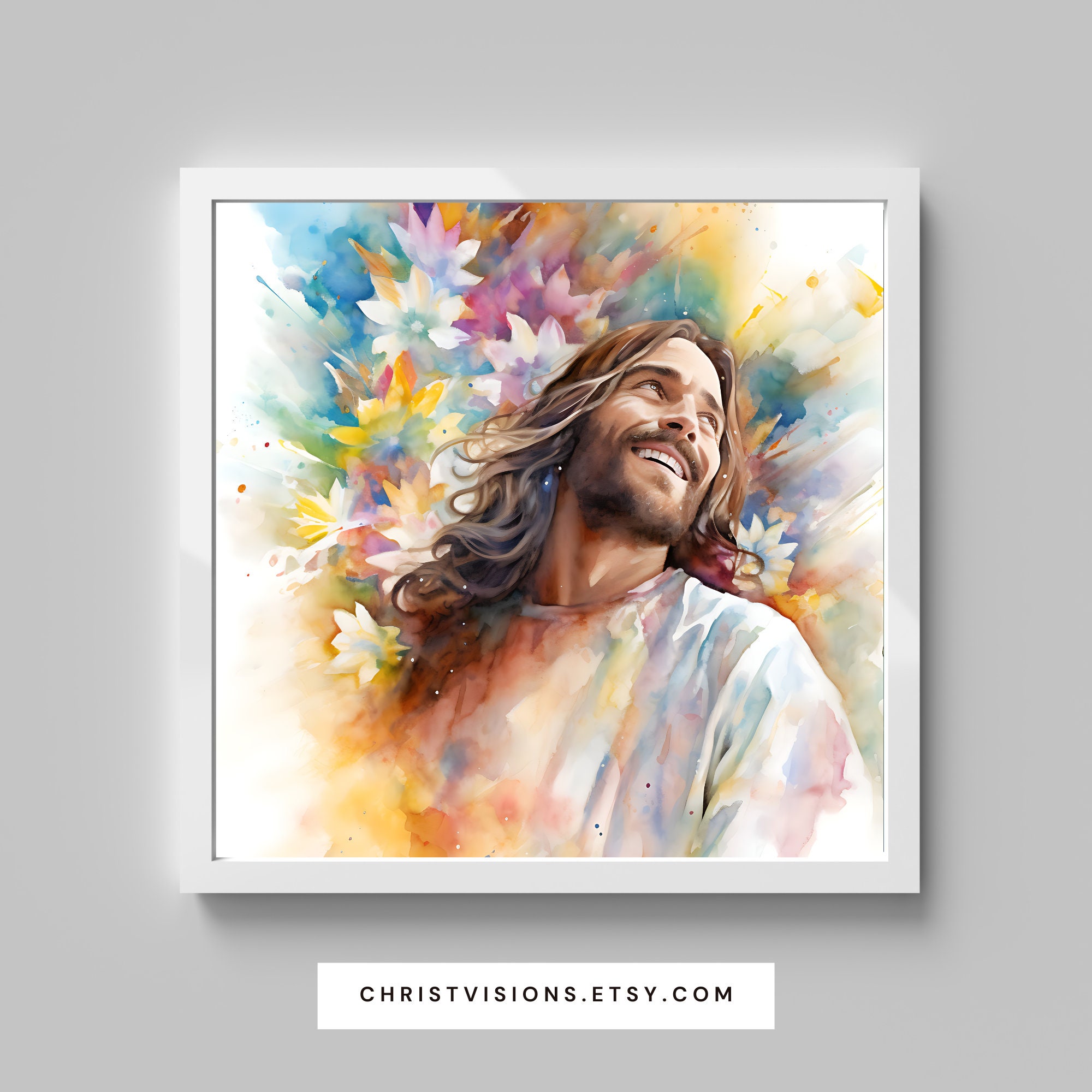 Christian Joy Framed Jesus Art Print Colorful Jesus Christ Art Laughing ...